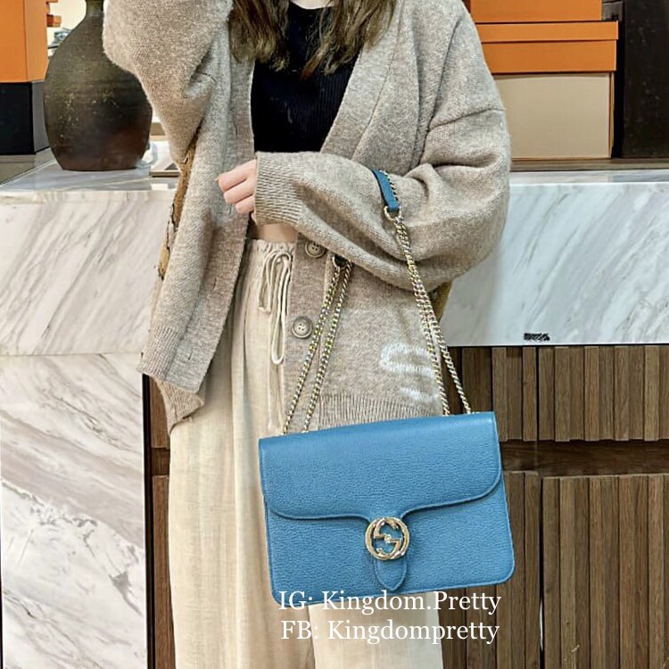 Pre-order Gucci GG Interlocking Flap Bag in Blue, Luxury, Bags & Wallets on Carousell