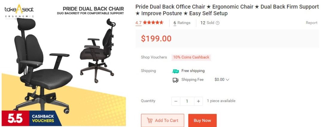 Pride Dual Back Office Chair ★ Ergonomic Chair ★ Dual Back Firm Support ...