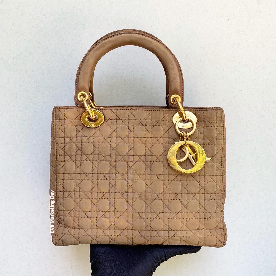 Rare! Vintage Lady Dior Tan Fabric Small, Luxury, Bags & Wallets on ...