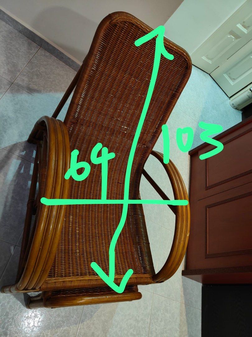 Rattan laid back chair with foot rest, Furniture & Home Living ...