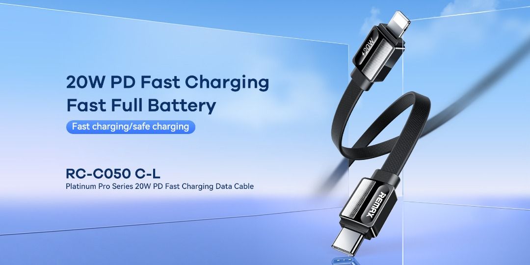 Remax RC-C050 C-L Platinum Pro 20W PD Fast Charging Data Cable For iPhone, Mobile Phones ...