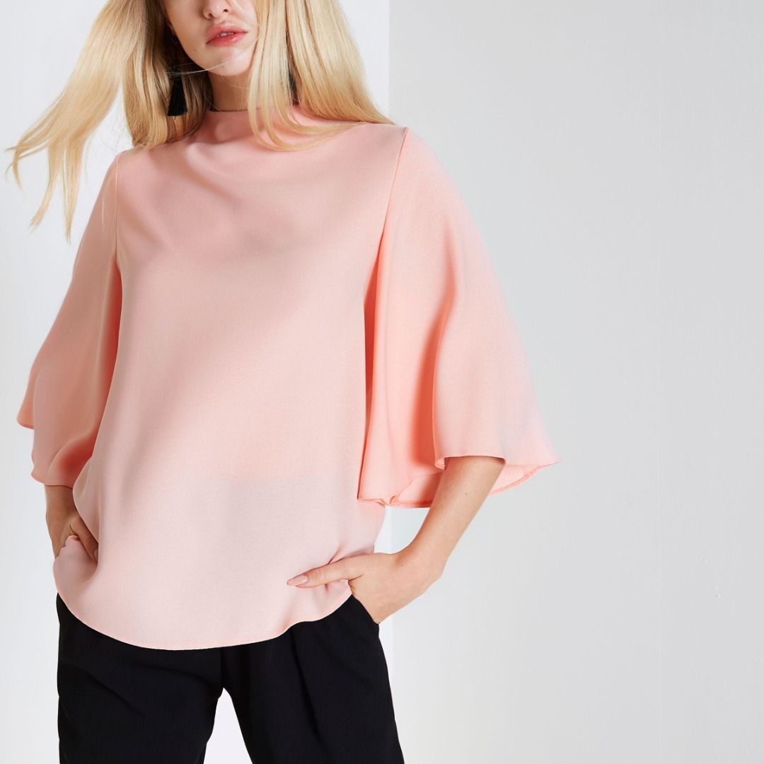 River Island Peach Top with Flattering Sleeves UK8, Women's Fashion ...