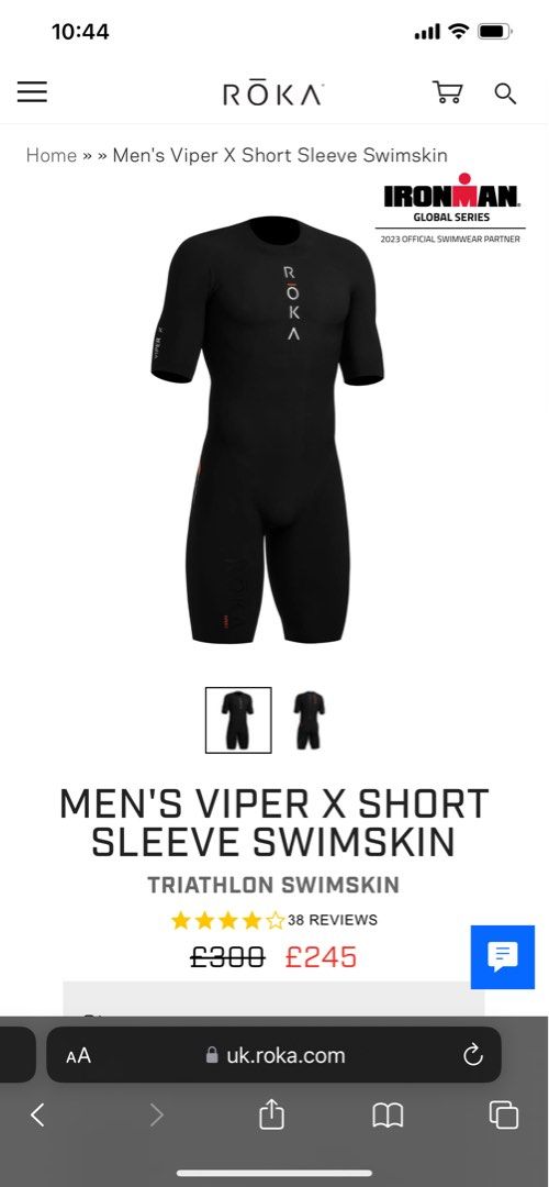 Roka Viper X Short Sleeve Swim skin (Small/Tall), Men's Fashion ...