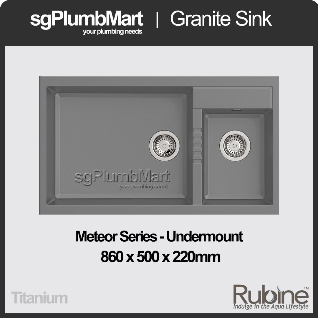 Rubine MEQ 860-86L Meteor Titanium Undermount Granite Sink (Made in ...