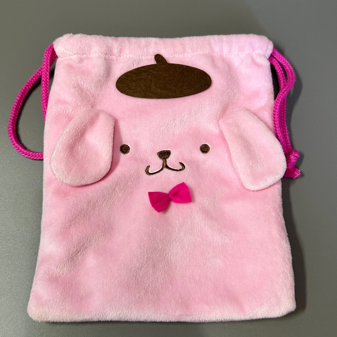 Sanrio Smiles Pink/Sakura Pompompurin drawstring pouch 20.5x17cm - Php ...