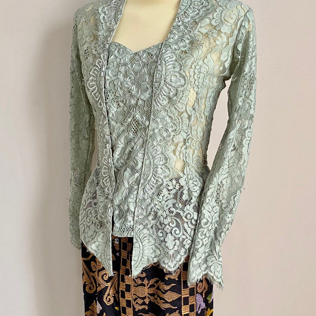 Sewa Kebaya Modern Sage Green Hijau & Pastel Blue Biru Wardah BSD ...