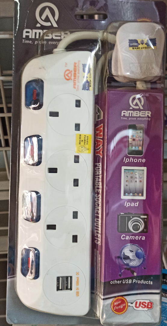 [SIRIM] AMBER Portable Extension Socket Outlet With USB Socket 2M 4 WAY ...