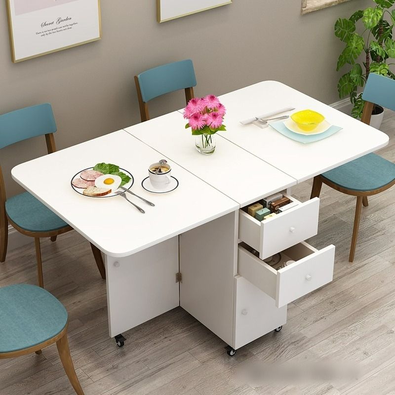 Space-saving Foldable Dining Table with Concealed Cabinets Furniture ...