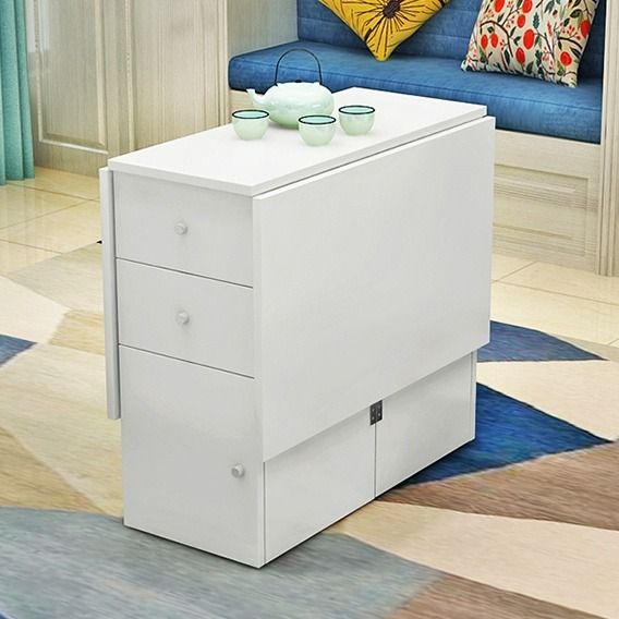 Space-saving Foldable Dining Table with Concealed Cabinets Furniture ...