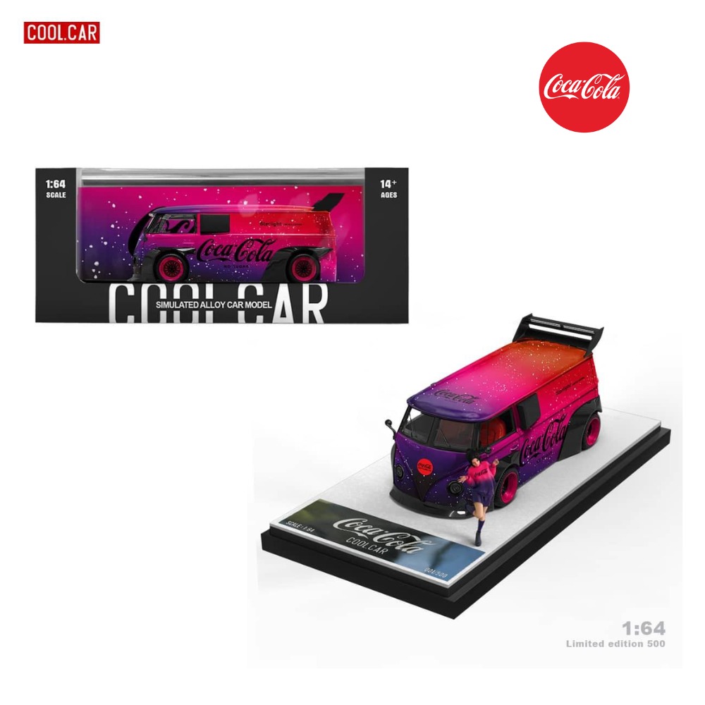 Time Mirco 1/64 Scale VW T1 Coca Cola Starlight Purple Deluxe (w ...