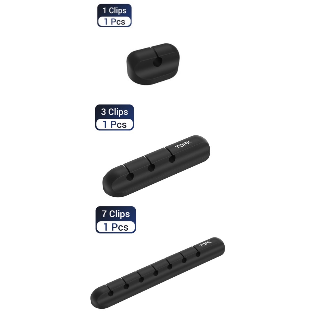 TOPK L16 Cable Organizer Silicone USB Cable Winder Desktop Tidy Management Clips Cable Holder ...
