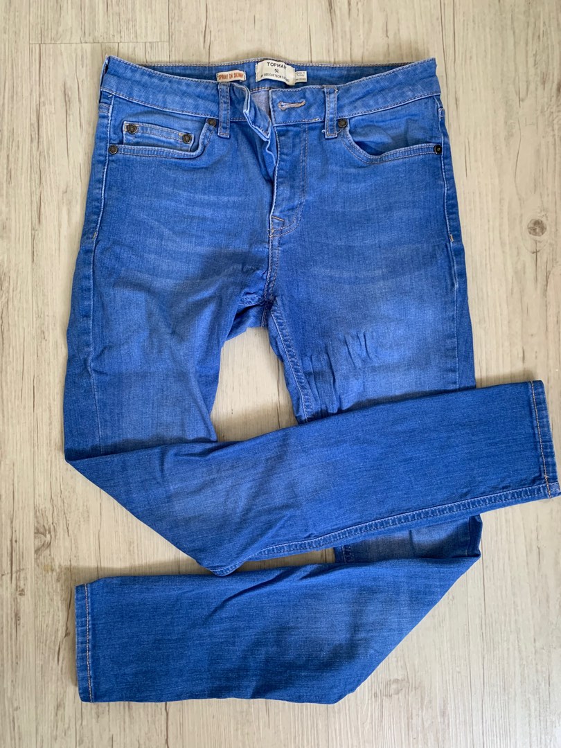 Topman Spray On Skinny Jeans Bright Denim, Men's Fashion, Bottoms ...