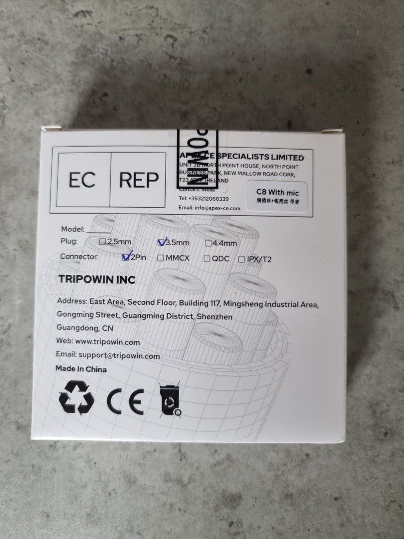 Tripowin C8 8-Core 2 pin 3.5mm IEM Cable with mic, Audio, Portable ...