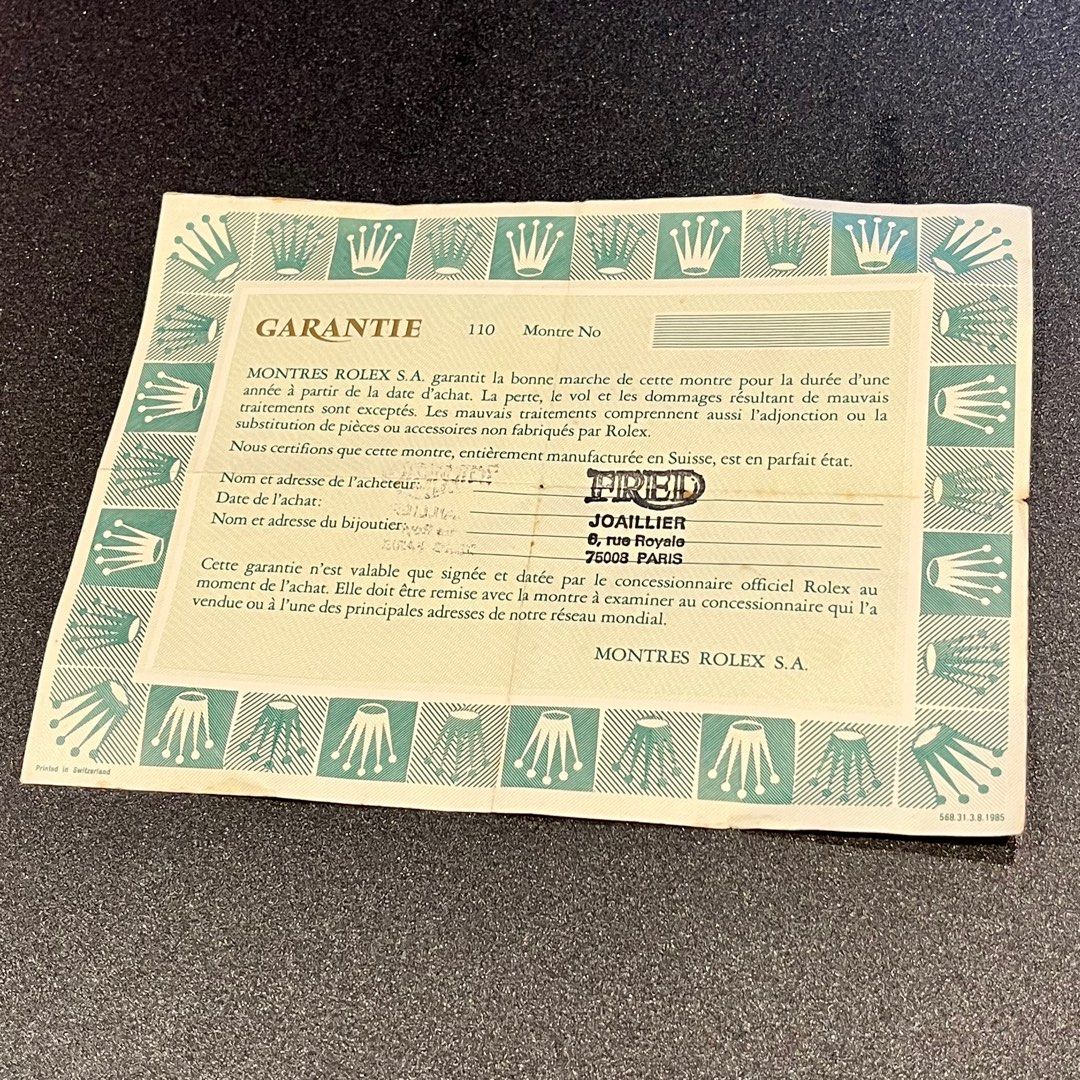 Vintage rolex blank paper certificate warranty authentication sheet for ...