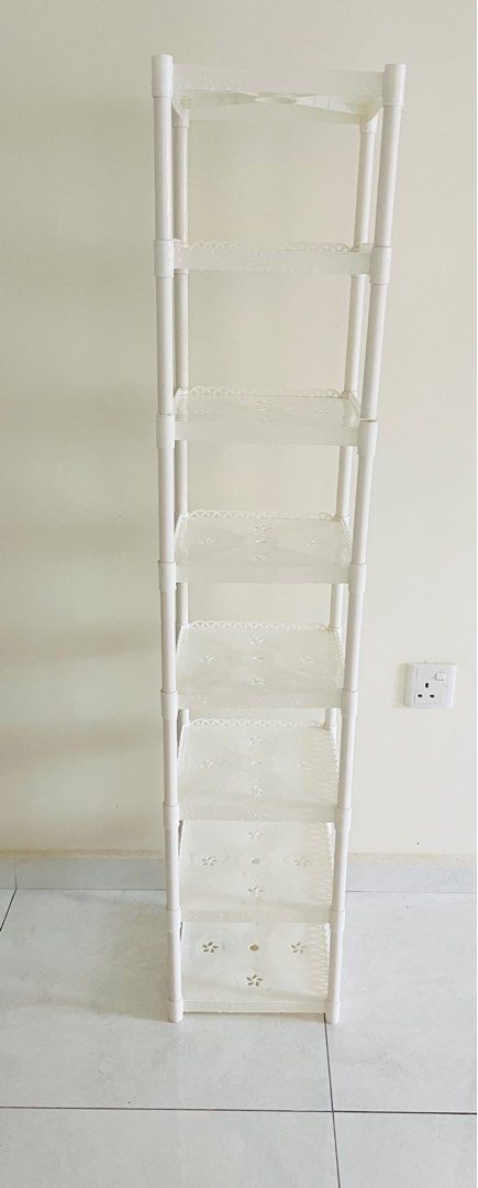 White Plastic Stackable Square Rack, Furniture & Home Living, Furniture ...