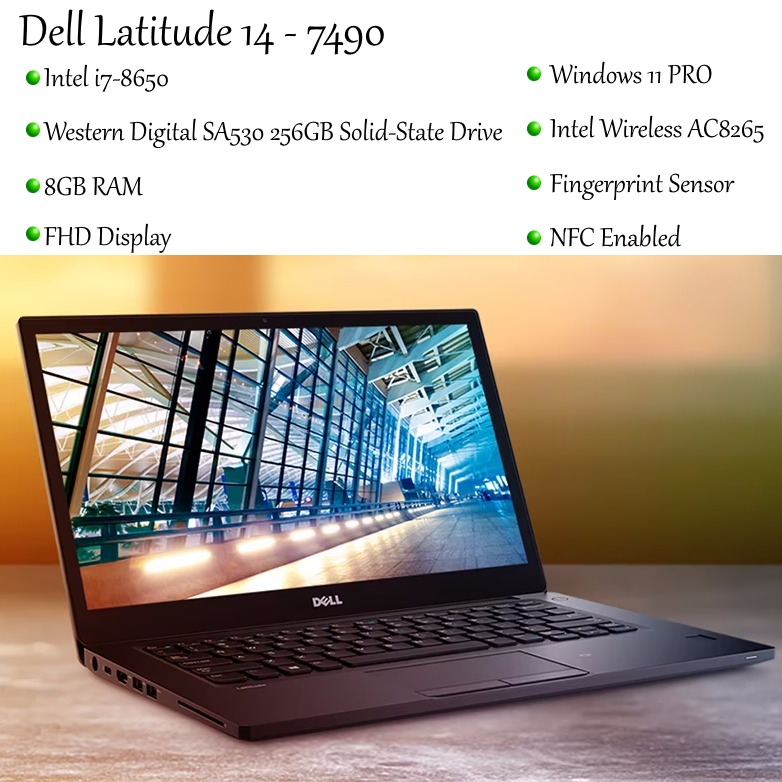 Dell Latitude 7490 | Intel Core i7-8650U 8GB RAM 256GB M.2 SSD WebCam ...