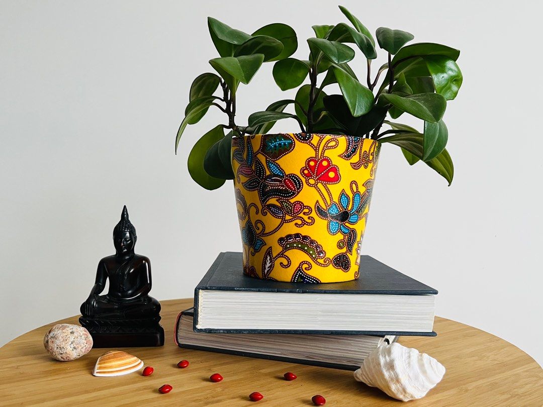 Yellow Floral Batik Plant Pot, Batik Plant Pot, Ceramic Indoor Planters ...