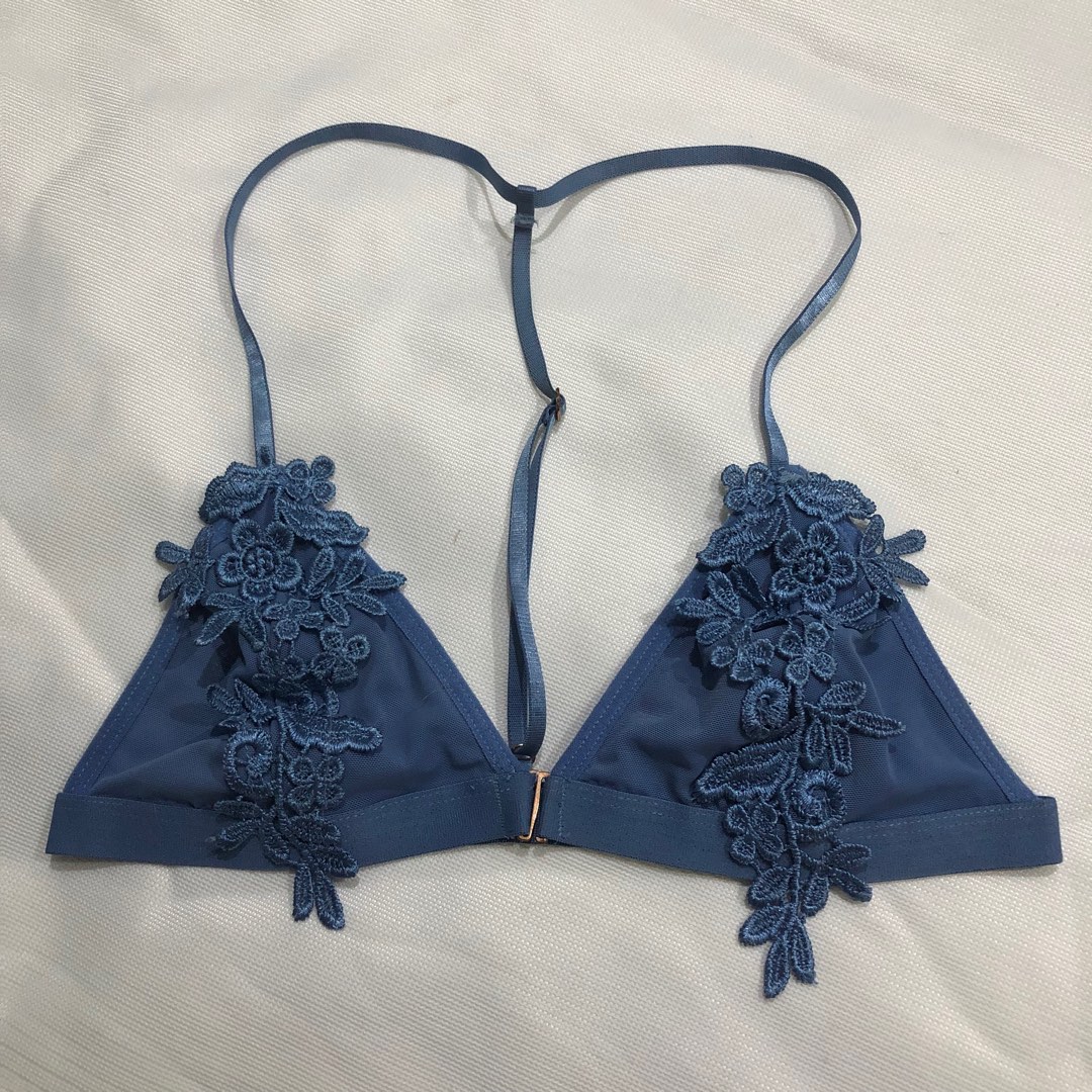 Youmita Floral Appliqued Adjustable T-back,Front Hook Closure Soft Cup ...