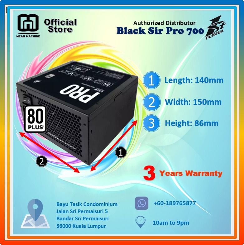 1ST PLAYER 700W PSU ( 80+ White Non Modular ATX PS2) 4 x GPU PCIE ...