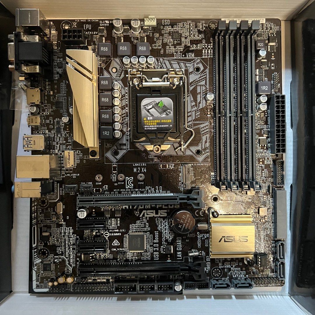 二手良品Asus H170M Plus M-ATX主機板 1151腳位, 電腦及科技產品, 電腦在旋轉拍賣