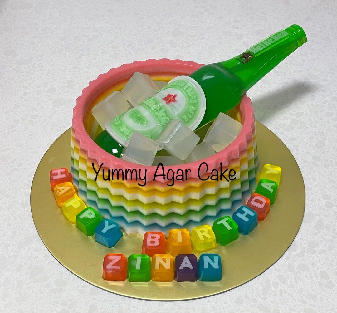 Beer Bottle Agar Agar Birthday Cakes, Food & Drinks, Homemade Bakes on Carousell