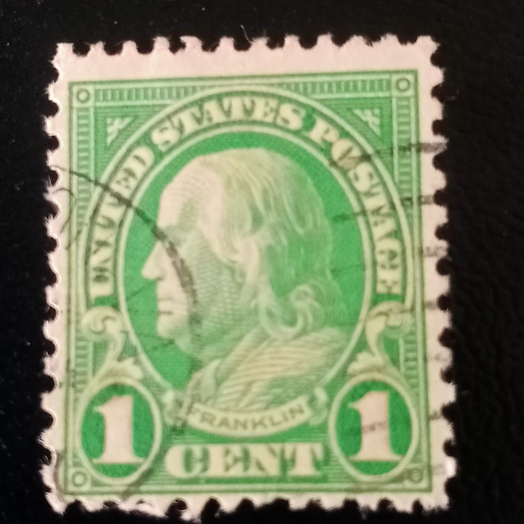 Benjamin Franklin Rotary Press Green One 1 Cent U.S. Stamp 1923 ...