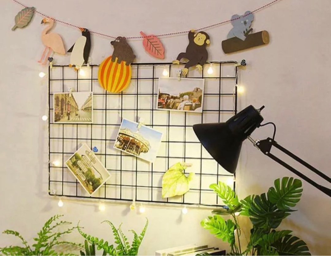 Black WIRE GRID - Long Wall Hanging Metal Mesh Frame Photo, Furniture ...