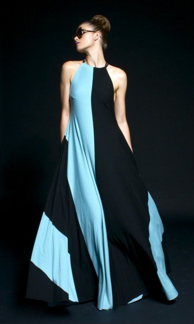 Butter by Nadia Color Blocked Lolita Halter Maxi Dress/Gown on Carousell