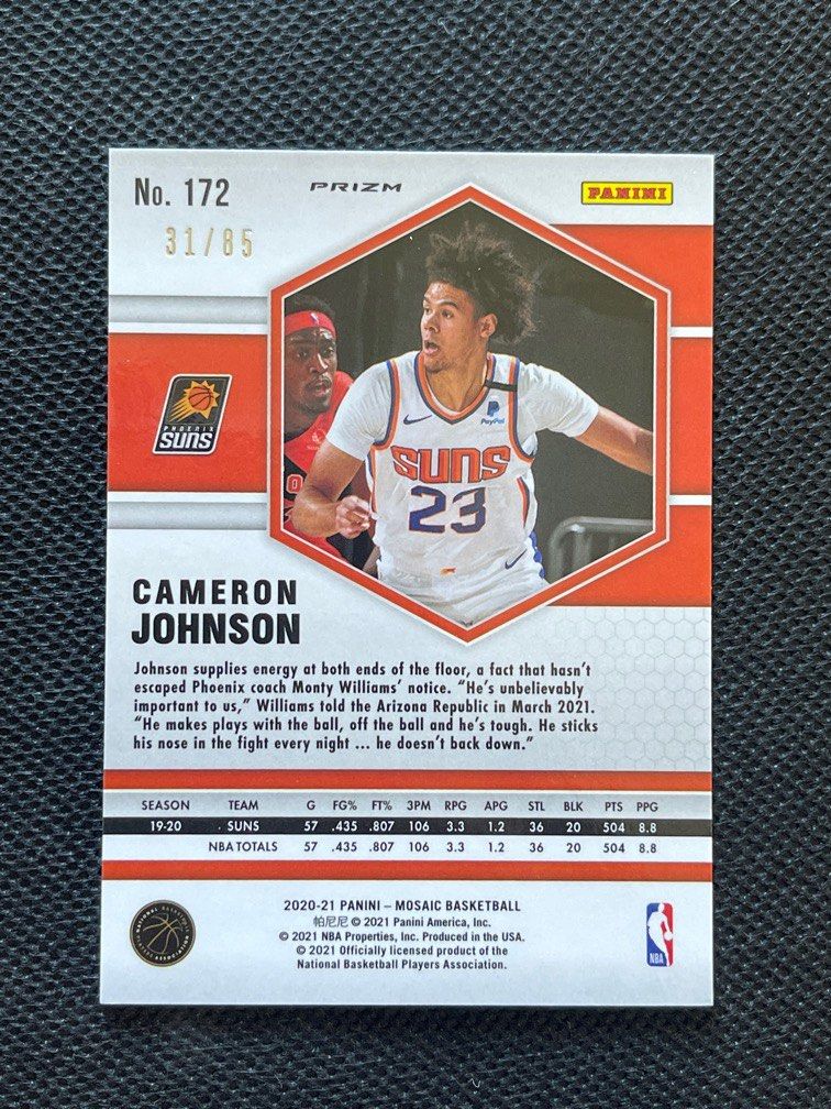 Cameron Johnson 2020-21 Mosaic Blue Disco Numbered 31/85, Hobbies ...
