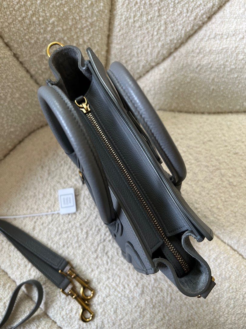 CELINE Nano Luggage Bag in Baby Drummed Leather Kohl GHW Authentic, Luxury, Bags & Wallets on ...