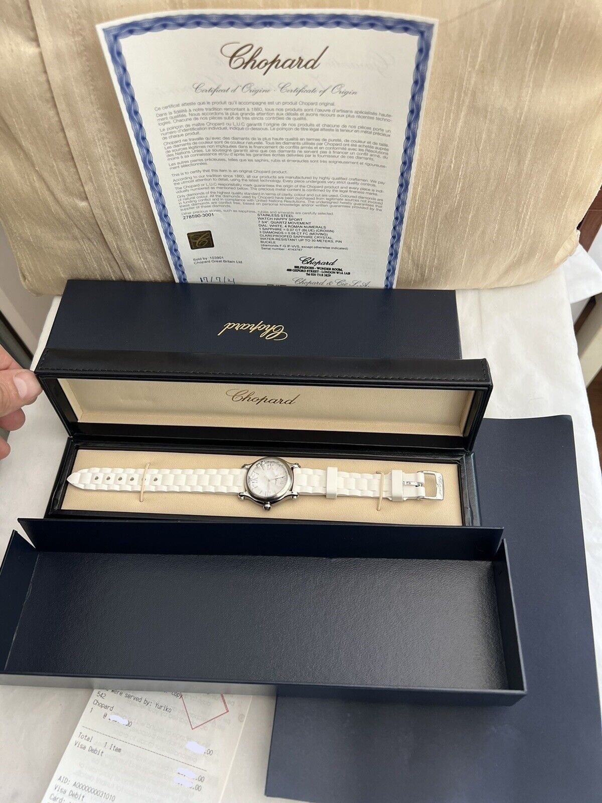 Chopard Happy Sports 3P Diamond White Dial Watch, Luxury, Watches on Carousell