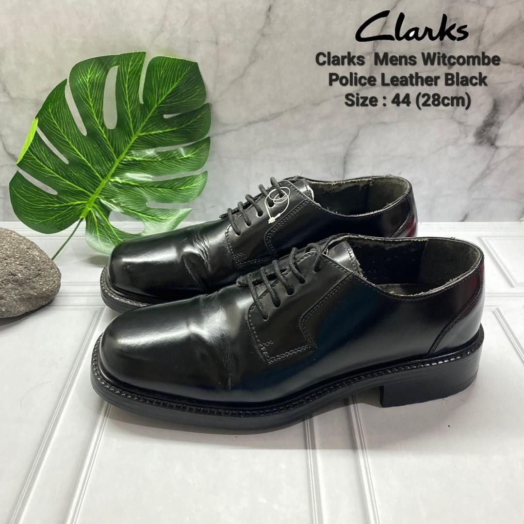 Clarks Mens Witcombe Police Leather Black Ukuran 44, Fesyen Pria ...