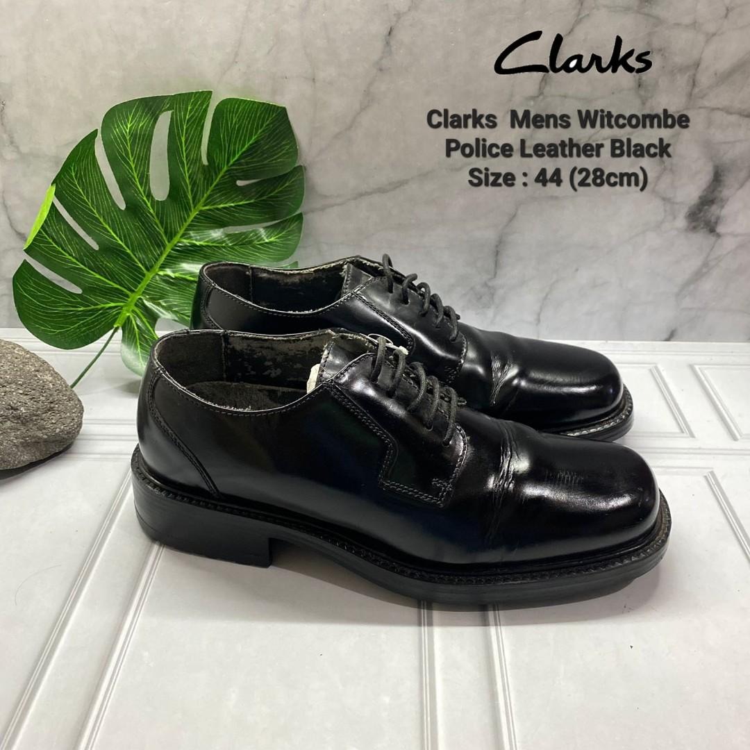 Clarks Mens Witcombe Police Leather Black Ukuran 44, Fesyen Pria ...