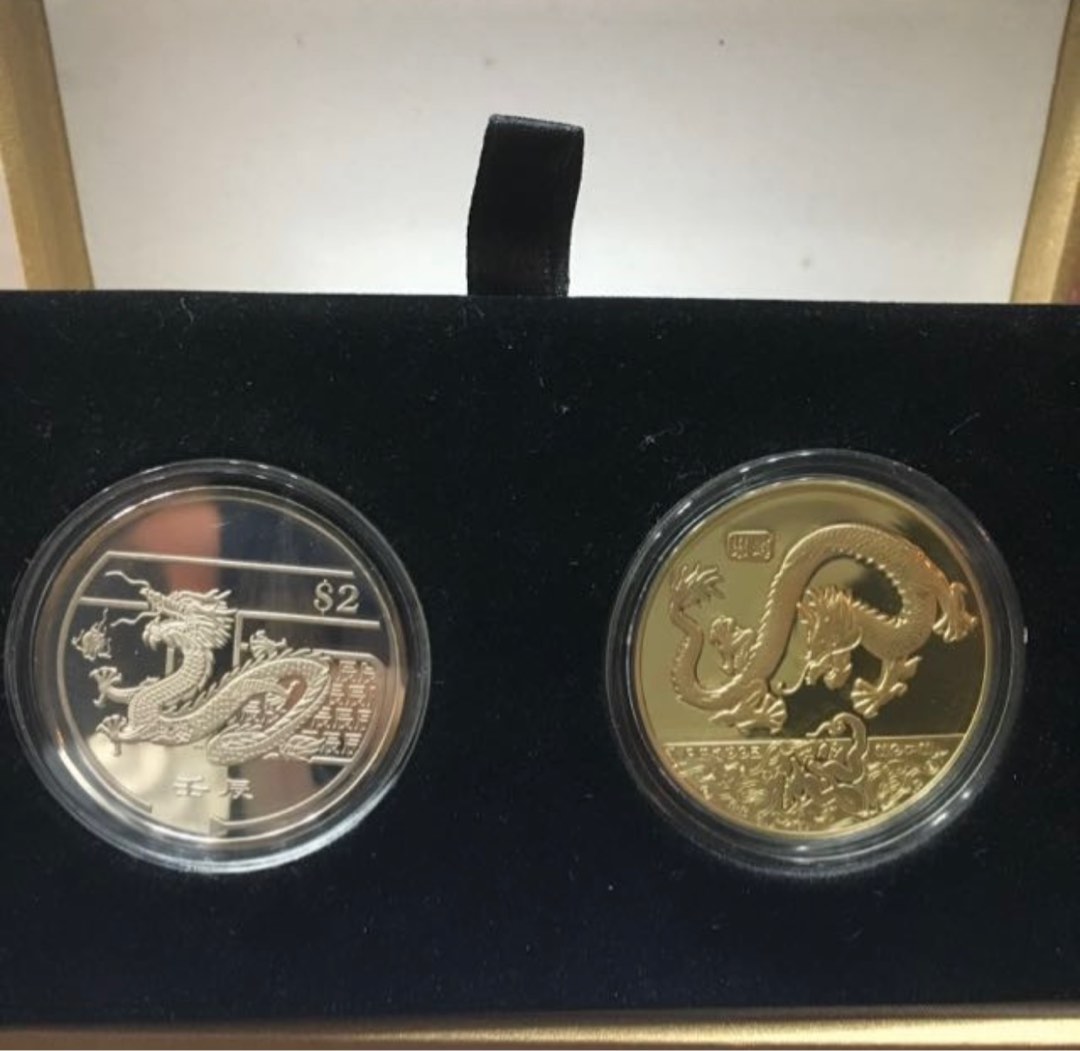 Coin Set Gold Plated Dragon Medallion, Hobbies & Toys, Memorabilia ...