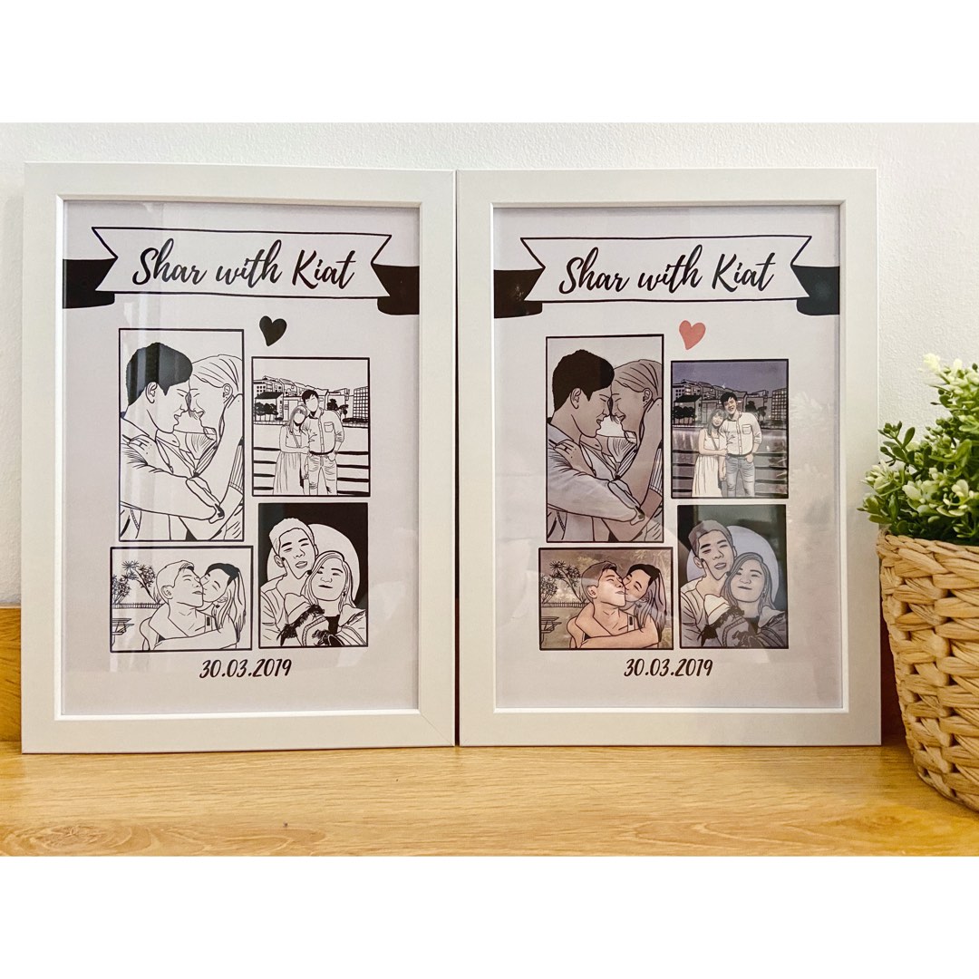 Custom Comic Potrait / custom illustration / A4 / A3 frame, Hobbies ...