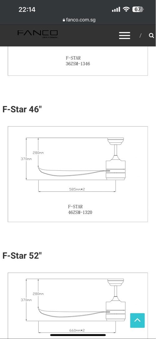 Fanco F-star 46 ceiling fan, Furniture & Home Living, Lighting & Fans ...
