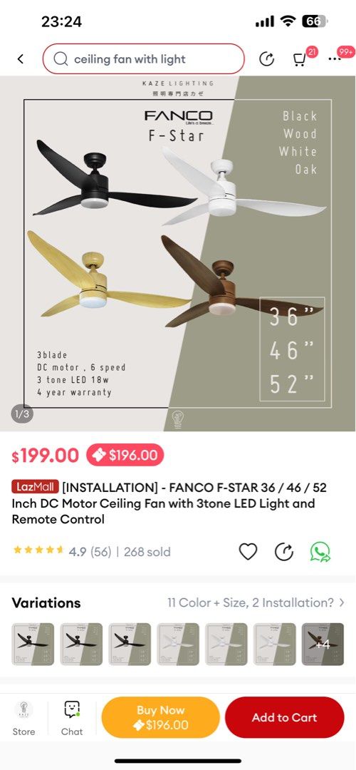 Fanco F-star 46 ceiling fan, Furniture & Home Living, Lighting & Fans ...