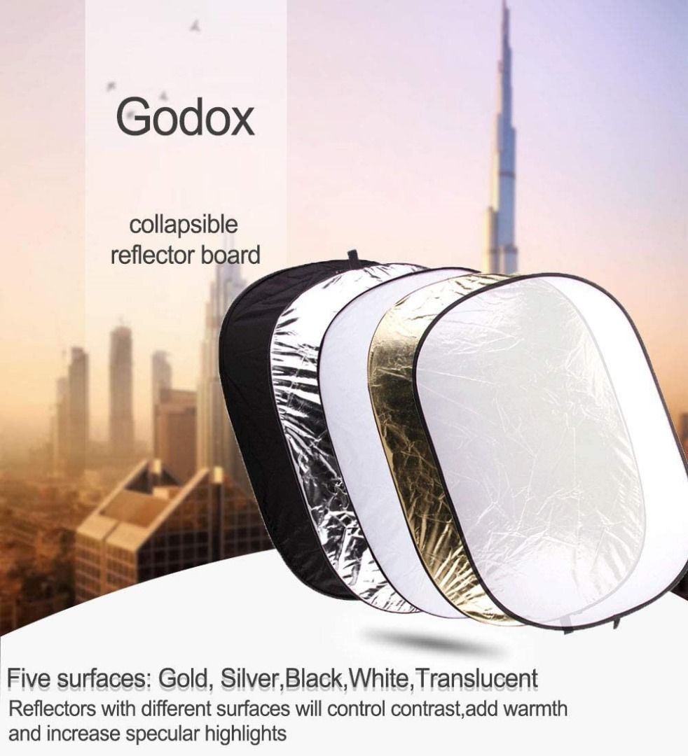 Godox 5-in-1 Camera Lighting Diffuser Reflector Kit Portable Multi-Disc ...