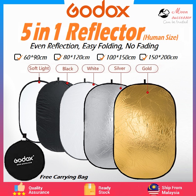 Godox 5-in-1 Camera Lighting Diffuser Reflector Kit Portable Multi-Disc ...