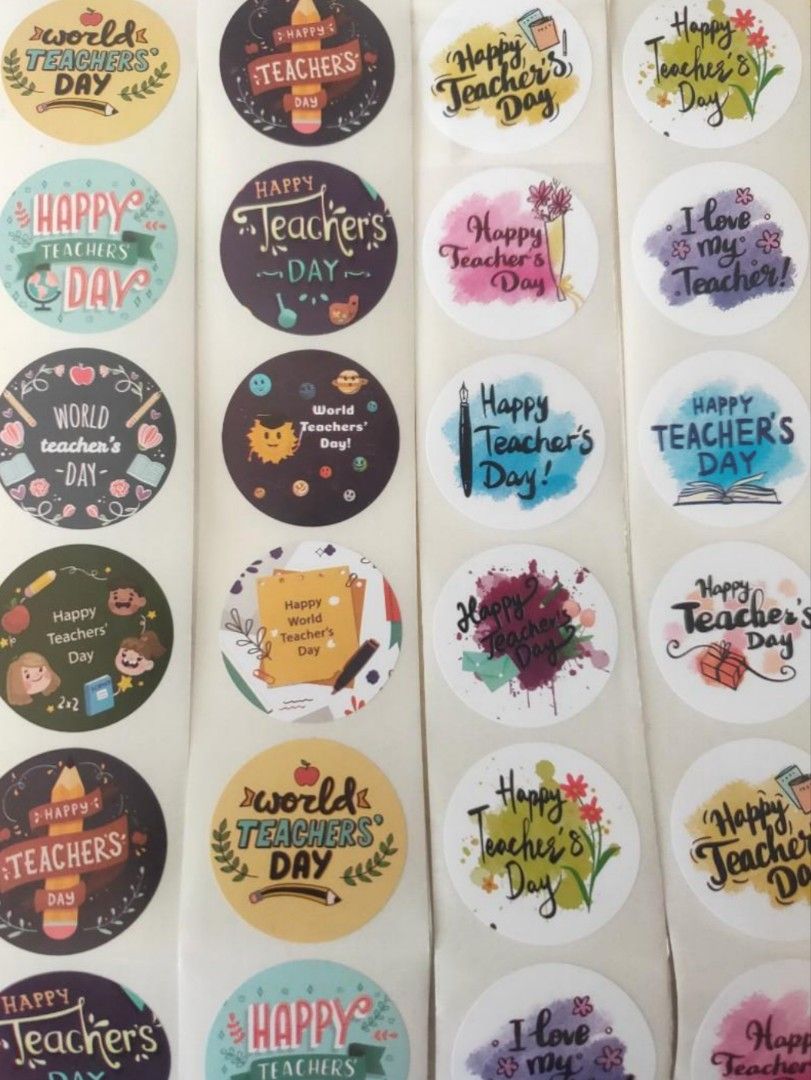 Happy Teacher Day sticker labels ( able to mix), Hobbies & Toys ...