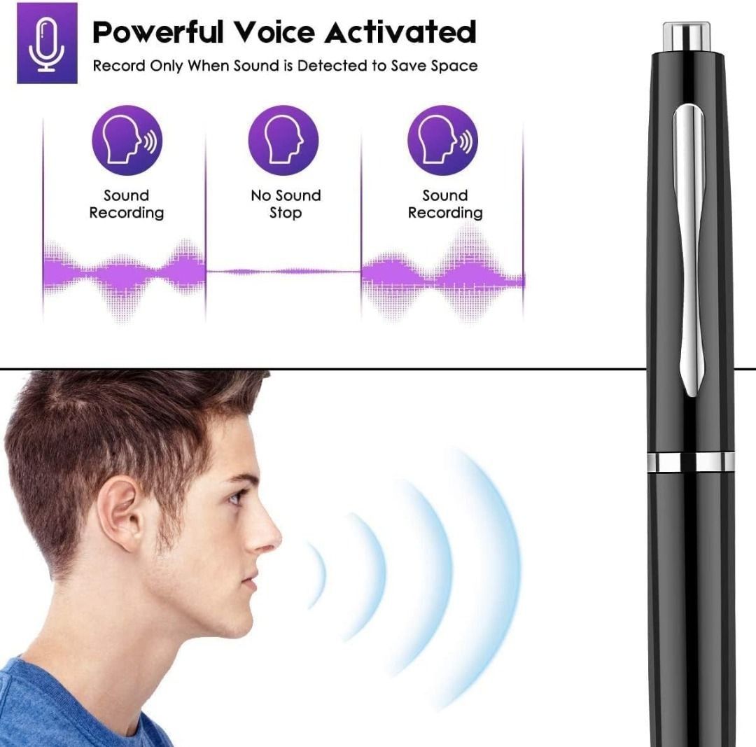 Hidden Spy Pen Voice Recorder, Voice Activated Audio Recorder Pen with ...
