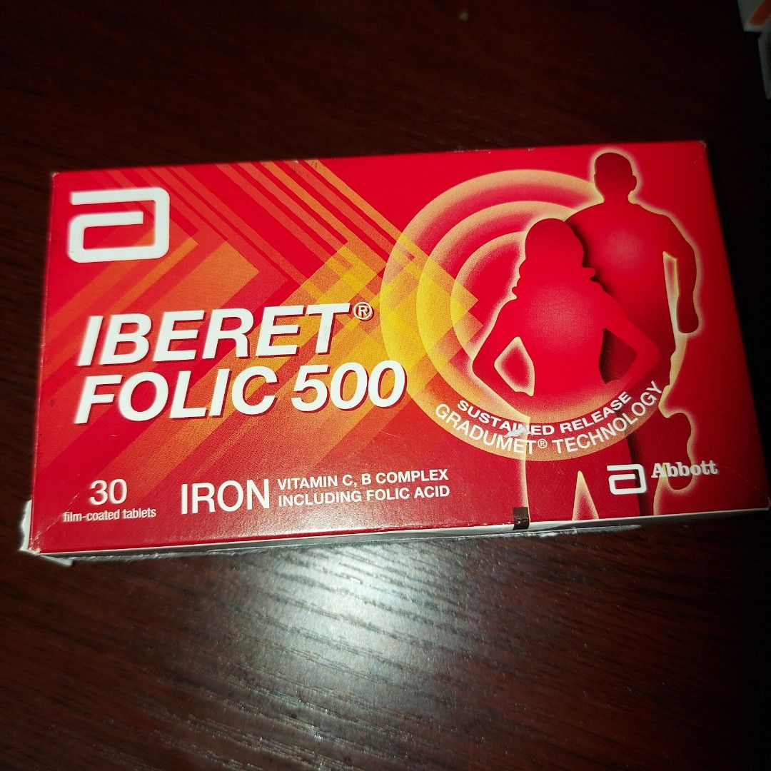 Iberet Folic 500, Health & Nutrition, Health Supplements, Vitamins ...