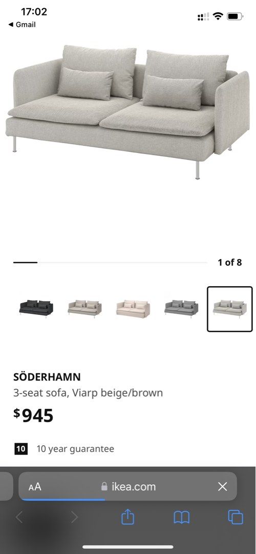 Ikea Soderhamn 3 seater sofa, Furniture & Home Living, Furniture, Sofas ...