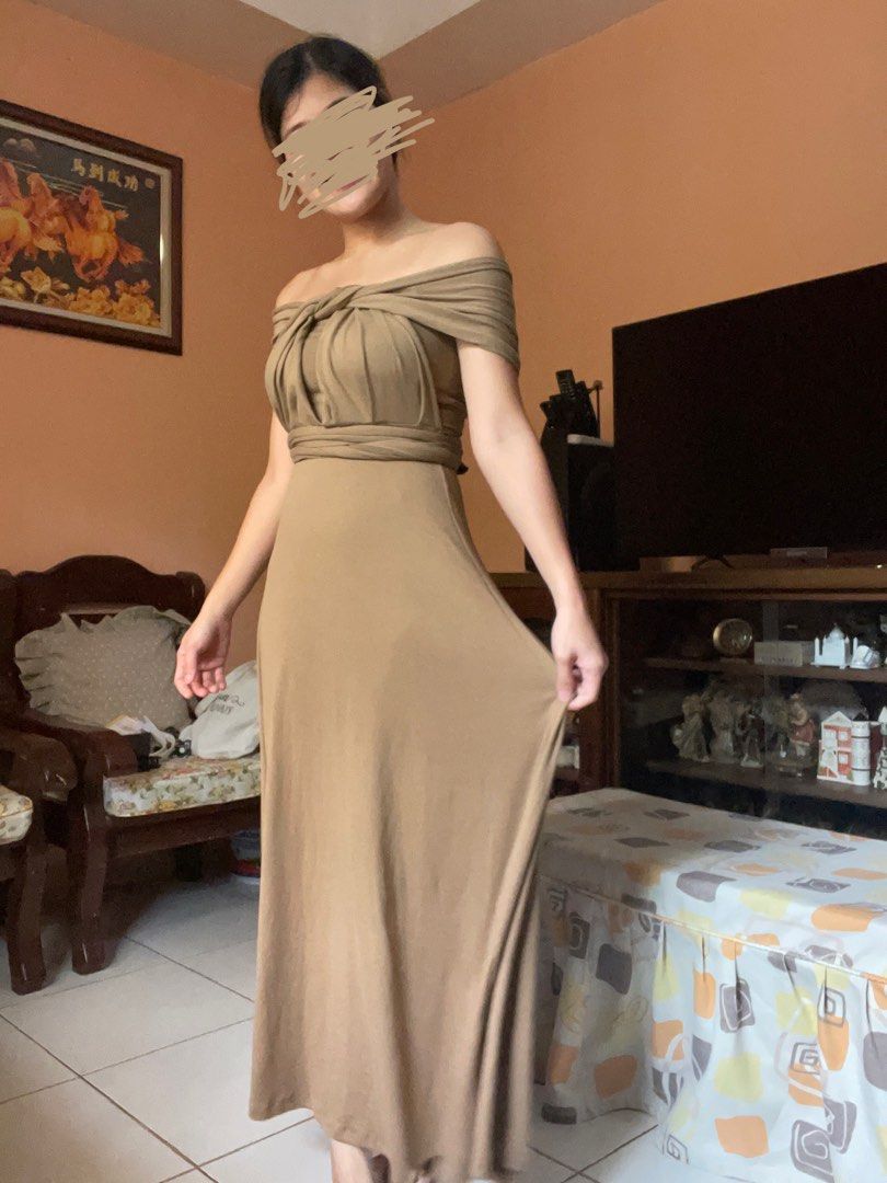 Infinity Dress (Brown) - fits S to L, Women's Fashion, Dresses & Sets ...