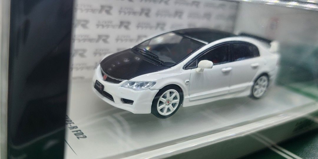 Inno64 Honda Civic Type-R FD2 White W Carbon Bonnet and Roof Top (Hong Kong Special), Hobbies ...