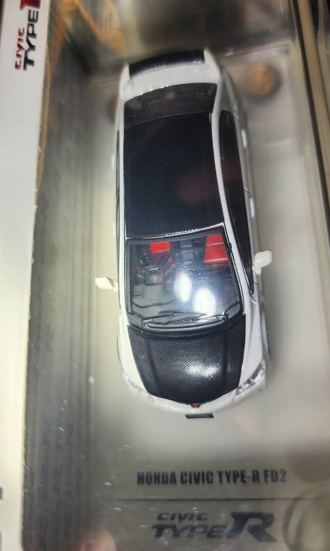 Inno64 Honda Civic Type-R FD2 White W Carbon Bonnet and Roof Top (Hong Kong Special), Hobbies ...