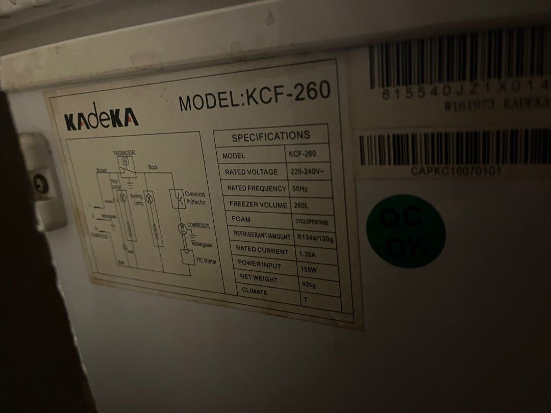 Kadeka Chest Freezer - 260 Litres, TV & Home Appliances, Kitchen ...