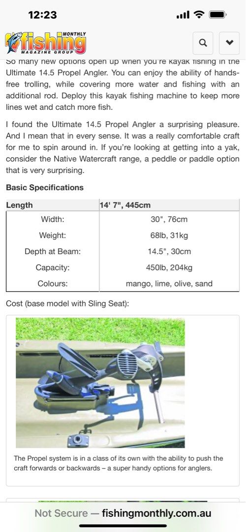 Kayak Native Ultimate Pro Angler 14.5, Sports Equipment, Sports & Games ...