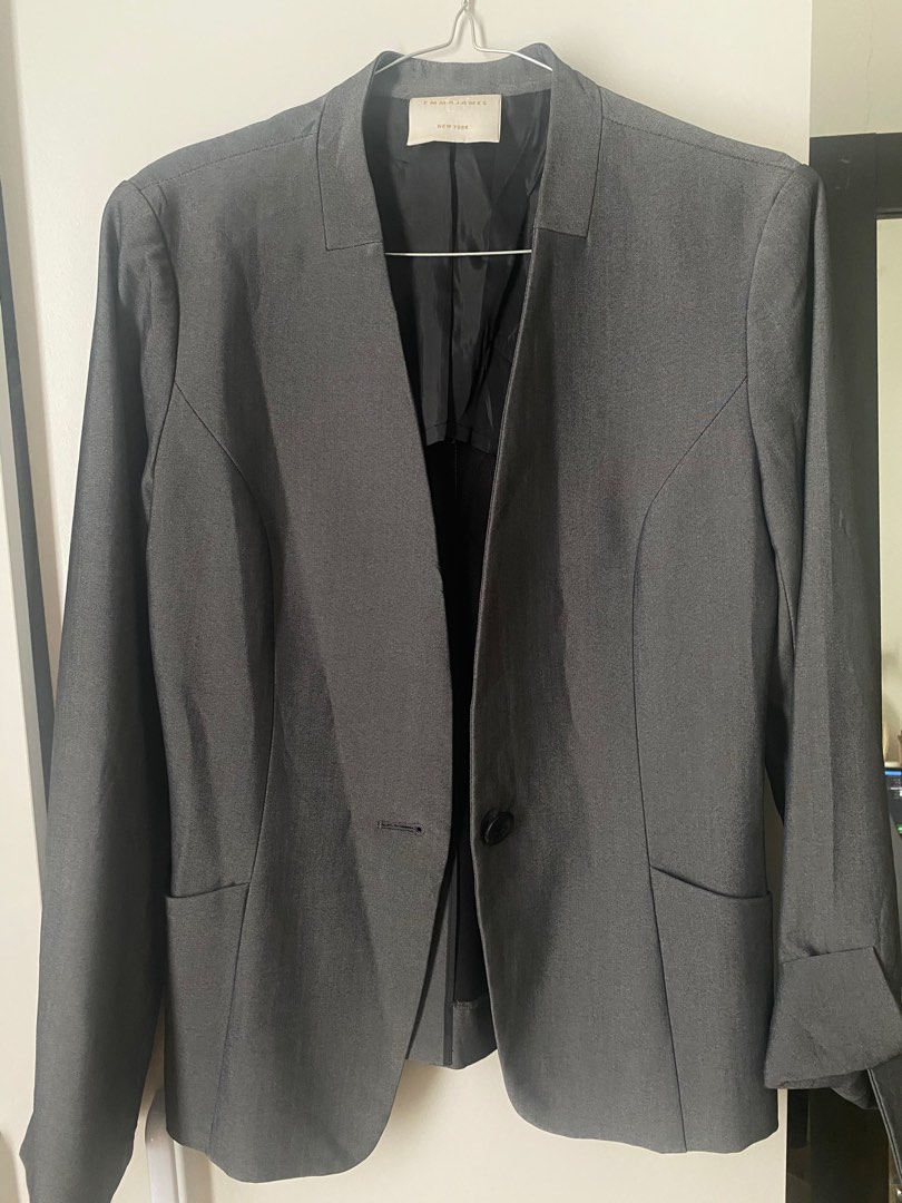 korean blazer abu abu grey, Fesyen Wanita, Pakaian Wanita, Baju Luaran ...