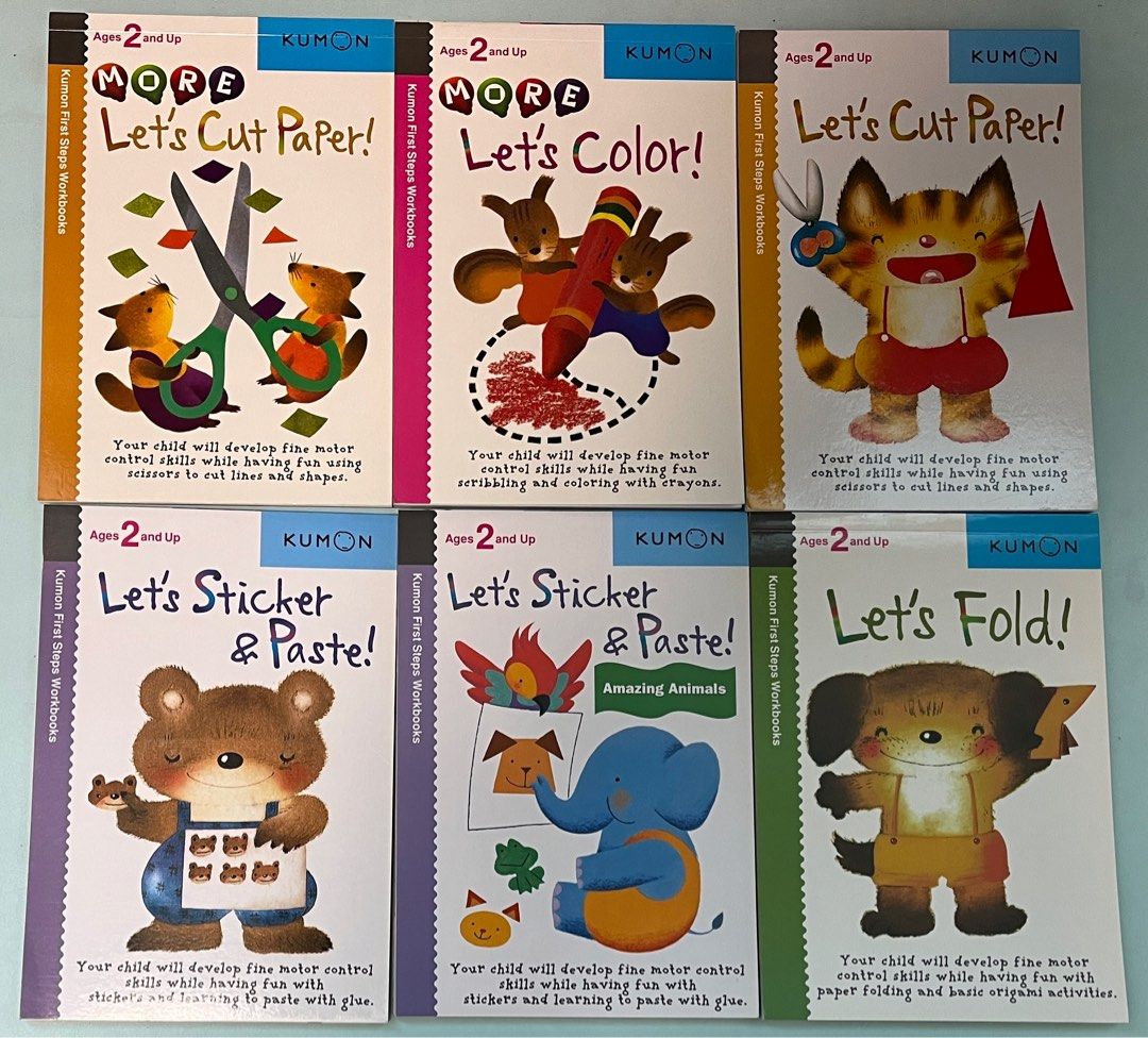 Kumon First Steps Workbooks (6 books)(cut , fold, color, sticker and ...